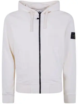 Stone Island Hooded Full-zip Sweatshirt - White