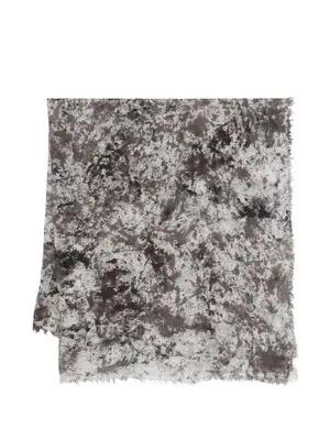 Avant Toi Zola" Camouflage Effect Modal Linen Silk Scarf 130x135 - Brown