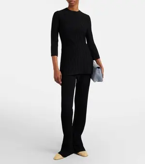 Max Mara Bello Ribbed-knit Flared Pants