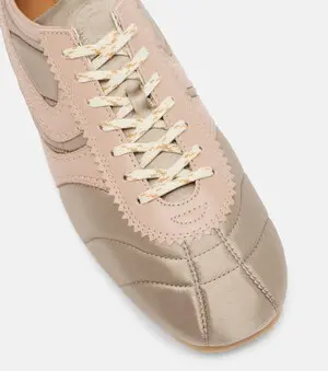 Dries Van Noten Leather-trimmed Satin Sneakers - Grey