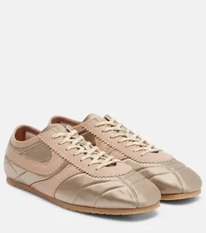 Dries Van Noten Leather-trimmed Satin Sneakers - Grey