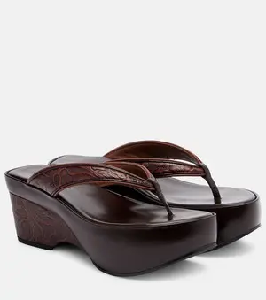 Dries Van Noten Embossed Leather Thong Sandals