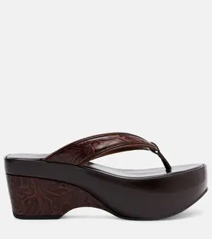 Dries Van Noten Embossed Leather Thong Sandals
