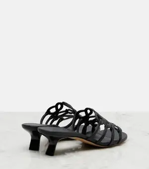 Loewe Petal Anagram Leather Mules - Black