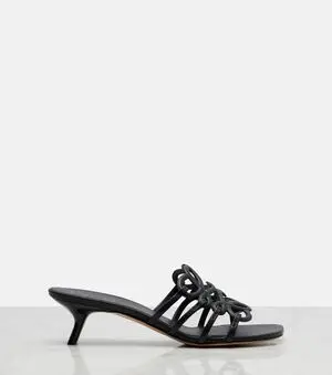Loewe Petal Anagram Leather Mules - Black