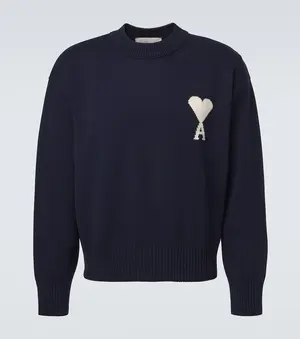AMI Paris De Coeur Wool And Cotton Sweater