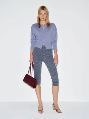 REFORMATION Jill Cropped Knit Pant Check - Blue