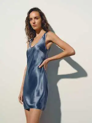 REFORMATION Eden Silk Mini Dress - Blue