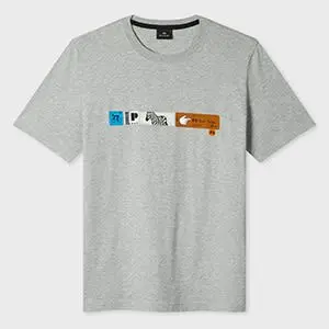 Paul Smith Marl 'tickets' Print T-shirt - Grey