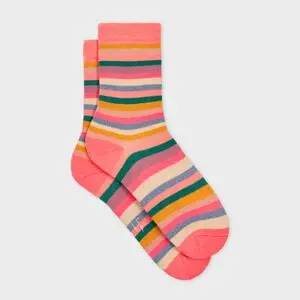 Paul Smith Glitter Stripe Crew Socks - Pink