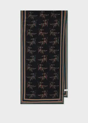 Paul Smith Le Peche Fishsignature Stripe' Silk Scarf - Black