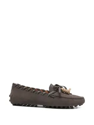TOD'S Gommino Suede Leather Loafers - Brown