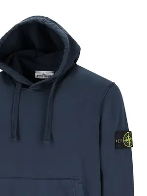 Stone Island Logo Cotton Hoodie - Blue