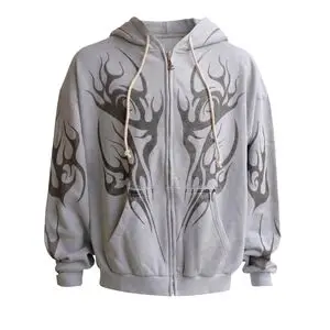 HELLSTAR Tribal Flame Zip Up - Grey