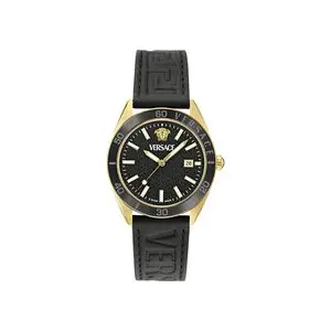 Versace V Dome Calf Leather Watch - Gold