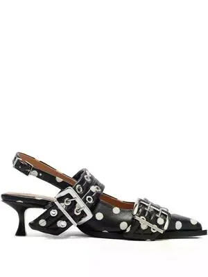 GANNI Polka-dot Buckle Pumps - Black