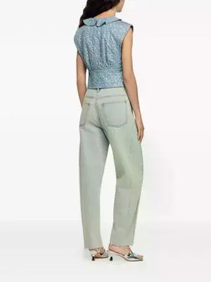 Sandro Sleeveless Sequined V-neck Top With Ruffled Neckline
