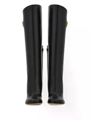 FERRAGAMO 90mm Buckle-detail Knee-high Boots - Black
