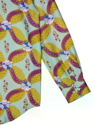 PAULA Ametista Abstract-print Silk Shirt - Green