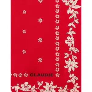 Claudie Pierlot Printed Square Silk Scarf - Red