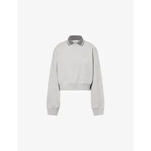 Miu Miu Contrast-stripe Collared Cotton Sweatshirt