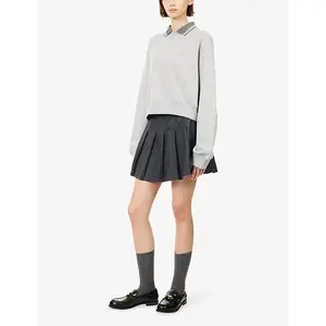Miu Miu Contrast-stripe Collared Cotton Sweatshirt