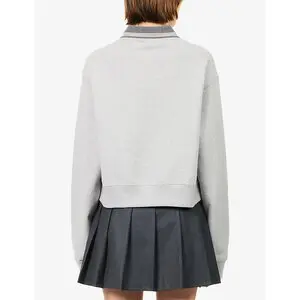 Miu Miu Contrast-stripe Collared Cotton Sweatshirt