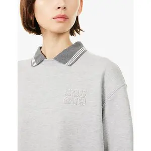 Miu Miu Contrast-stripe Collared Cotton Sweatshirt