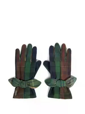 Bimba Y Lola Checked Gloves With Bow Detail - Blue