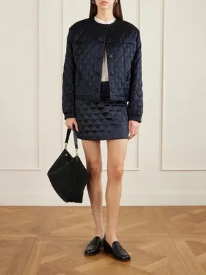 BLAZÉ MILANO Gliss Cropped Quilted Satin Jacket - Blue