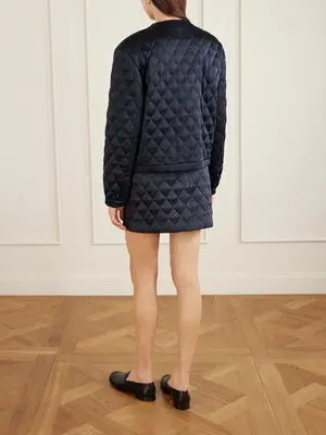 BLAZÉ MILANO Gliss Cropped Quilted Satin Jacket - Blue