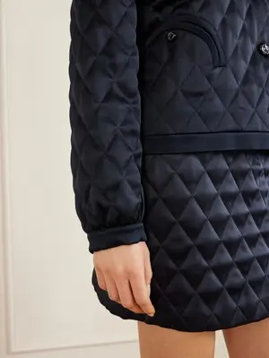 BLAZÉ MILANO Gliss Cropped Quilted Satin Jacket - Blue