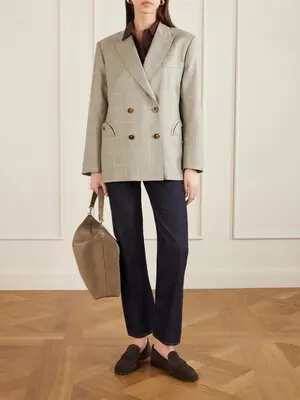 BLAZÉ MILANO Nightbreak Double-breasted Virgin Wool, Silk, And Linen-blend Blazer - Gray