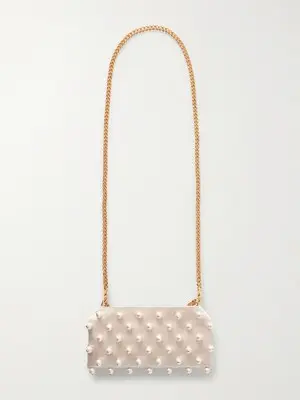 Stella McCartney Falabella Mini Embellished Satin Shoulder Bag - Neutrals
