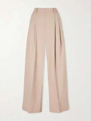 KALLMEYER Fatima Pleated Wool-blend Wide-leg Pants