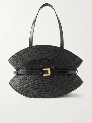 Balmain Shuffle Medium Raffia Shoulder Bag - Black