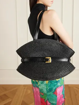 Balmain Shuffle Medium Raffia Shoulder Bag