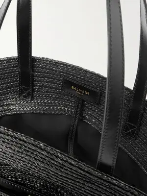 Balmain Shuffle Medium Raffia Shoulder Bag