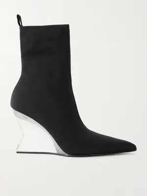 Balmain Ribbed Wedge Ankle Boots