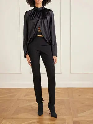 Balmain Ribbed Wedge Ankle Boots - Black