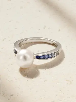 Mikimoto 18-karat White Sapphire And Pearl Ring - Gold