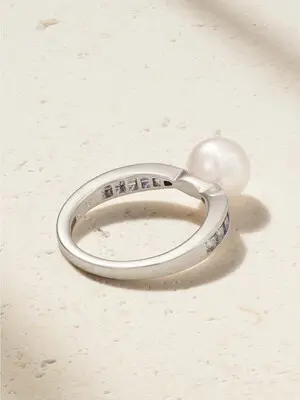 Mikimoto 18-karat White Pearl And Sapphire Ring