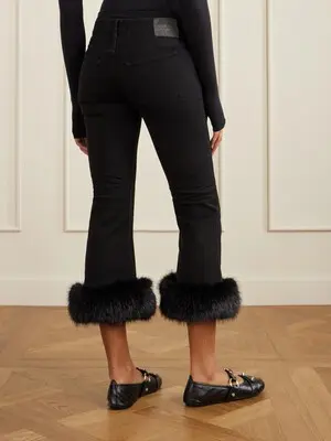 Balenciaga Plush-trimmed Cropped Flare Jeans