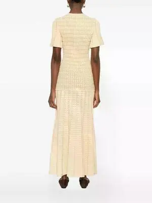 Sandro Textured Knit Maxi Dress With Rhinestone Embellishments