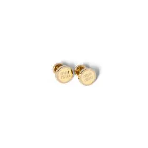 Miu Miu Enameled Metal Stud Earrings - Vanilla