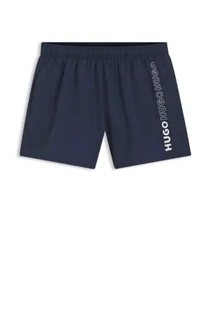 Hugo Swim Shorts With Printed Logos - Dark Blue
