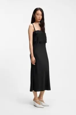BOSS Strappy Dress With Laser-cut Detail