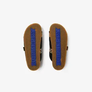 Burberry Check Suede Urchin Sandals - Black