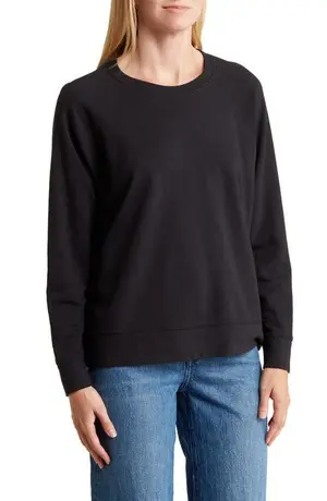 JAMES PERSE Cotton French Terry Relaxed Sweater - Black