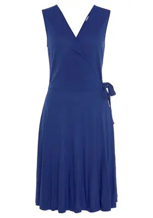 LASCANA Sleeveless Wrap Dress - Blue